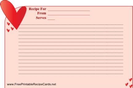 Heart Valentine Printable Recipe Card Recipe Cards Printable Recipe