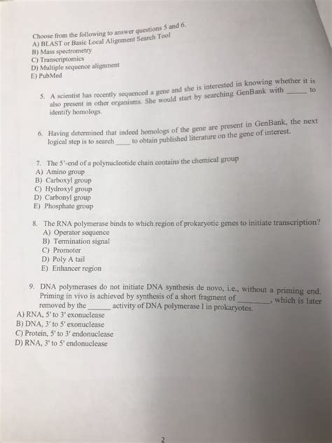 Solved Molecular Biology 1 Which Of The Following Is Not A