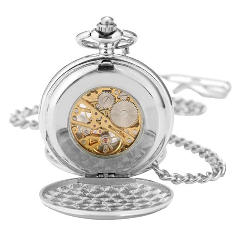 Personalised Silver Full Hunter Pocket Watch With Roman Numeral Dial