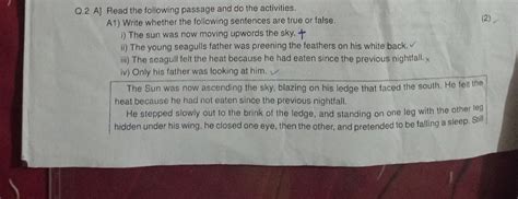 Read The Following Passage Answer True Or False And Multiple Choice