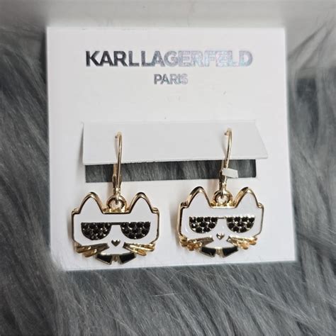 Karl Lagerfeld Jewelry Karl Lagerfeld Gold And Black Cat Earrings