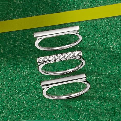 Italian Sterling Silver Jewelry Set Three Textured And Polished Bar