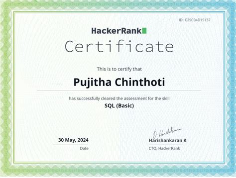 Passed Hackerrank Sql Certification Pujitha Chinthoti Posted On The Topic Linkedin