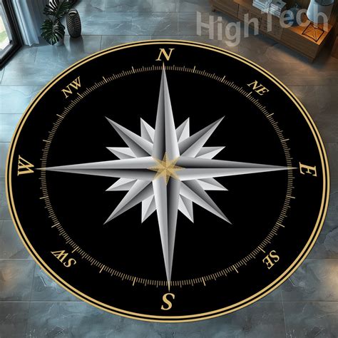 Compass Rug Modern Compass Rug Compass Round Rug Gold Black And Gray