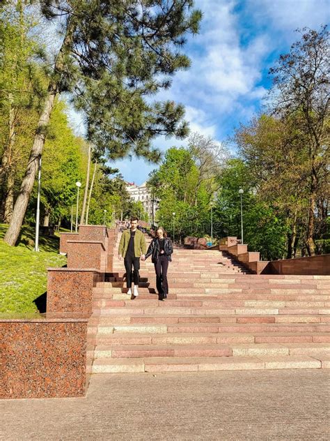 Chisinau Moldova Apr 2023 Stairs In The Valea Morilor Park People