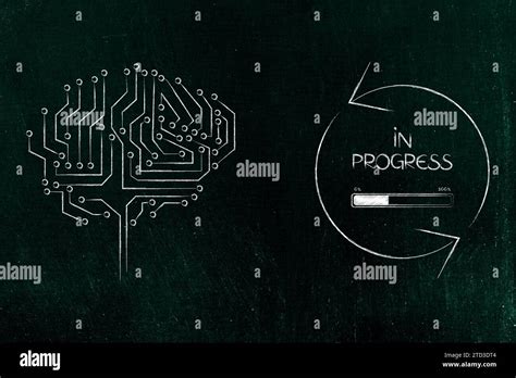 Artificial Intelligence And Deep Learning Microchip Brain With In Progress Sign Next To It With