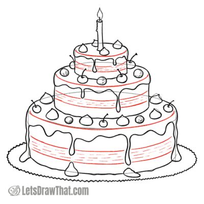 How To Draw A Cake A Scrumptious 3 Layer Cake Drawing