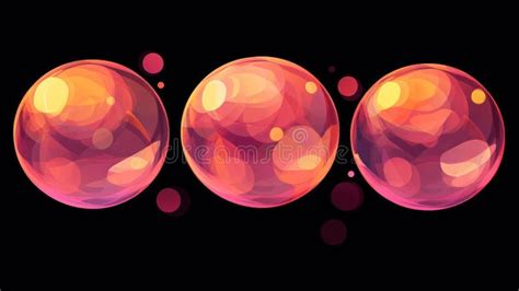 Three Colorful Translucent Bubbles Against A Dark Background