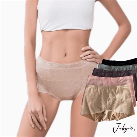 Jubys Plus Size Mid Waist Cool Silk Boxer Underwear Smooth Metallic