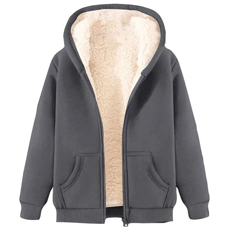 Womens Fleece Lined Warm Hoodies Jackets Zip Up Warm Winter Coats M 5xl