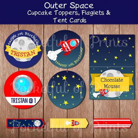 Outer Space Printable Space Printable Cupcake Topper Flaglets Tent