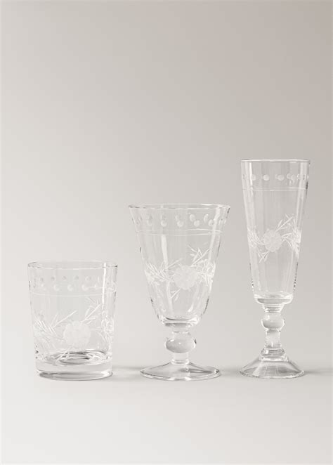 Cut Glass Stem Glass With Floral Design Home Mango Hungary
