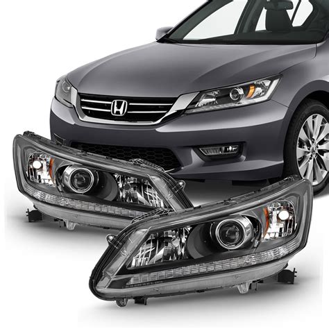 Akkon For 2013 2015 Honda Accord Sedan Halogen Model Black Headlights