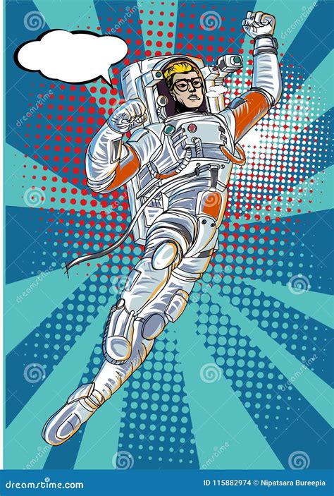 Space Man Comic Artastronauts Fly In The Space And Atmosphere