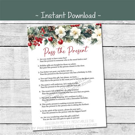 Pass The Present Christmas Game Printable Pass The T Game