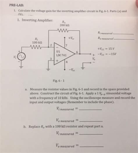 Solved PRE LAB Calculate The Voltage Gain For The Chegg