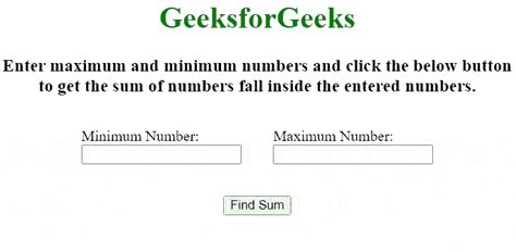 How To Sum All Numbers In A Range In Javascript Geeksforgeeks