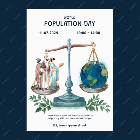 Premium Vector Watercolor World Population Day Poster Template