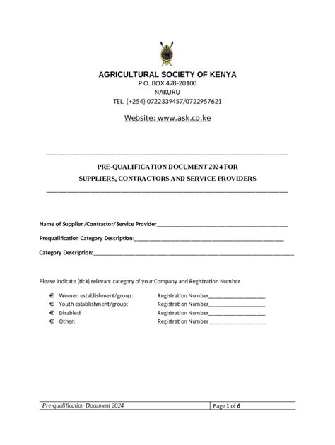 Pre Qualification Document Ask Co Doc Template Pdffiller
