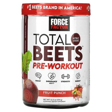 Force Factor Total Beets，锻炼前配方，水果混合，125 盎司（354 克）