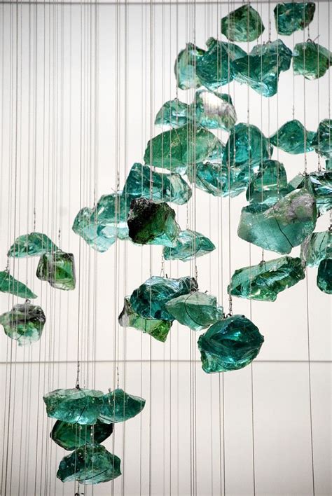 Green Glass Hanging Sculpture For Home Decor Sea Glass Art