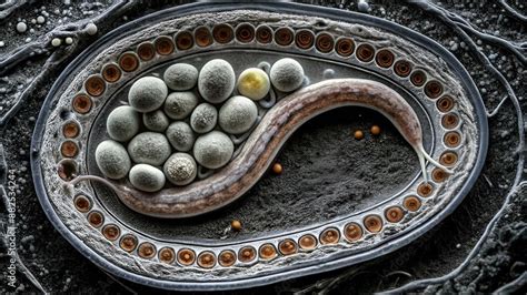 Uterus Of Parasitic Nematode Worm Roundworm Ascaris Lumbricoides