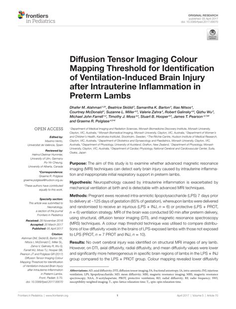 Pdf Diffusion Tensor Imaging Colour Mapping Threshold For Identification Of Ventilation
