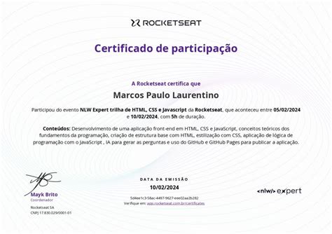 Nlwexpert Html Css Javascript Desenvolvimentoweb Rocketseat Marcos Paulo Laurentino