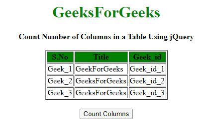 如何使用 jQuery 计算表中的行数和列数 码农参考