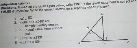 solved independent activity 2 directions based on the given figure