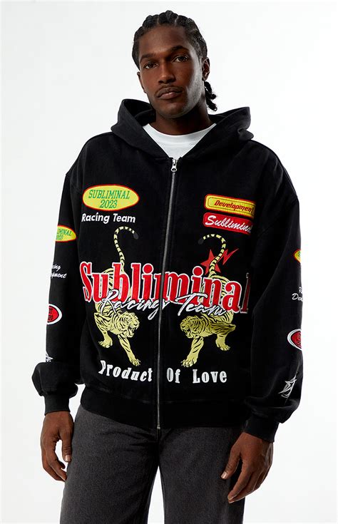 Pacsun Subliminal Racing Full Zip Hoodie Pacsun