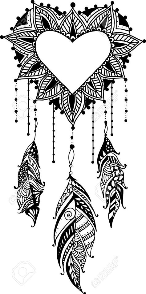 Corazón Del Doodle Atrapasueños étnica Ilustraciones Vectoriales Clip