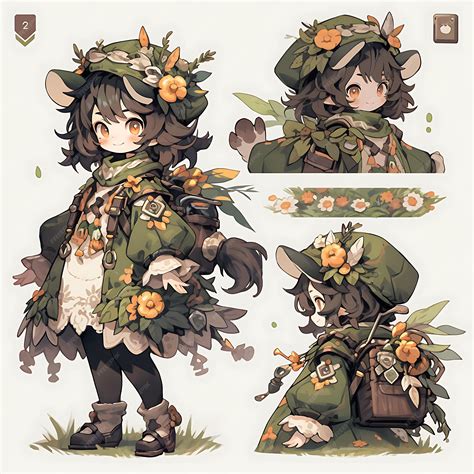 Premium Photo Character Anime Of Female Chibi Kawaii Druid Fashion