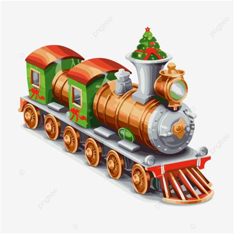 Christmas Train Vector Sticker Clipart Train With Christmas Tree On It