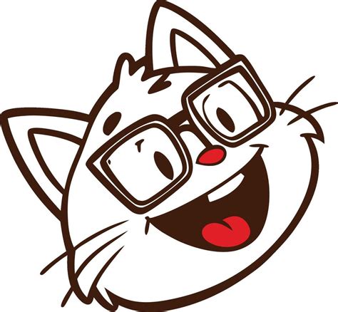 Cheerful Cartoon Cat Wearing Glasses 59896345 Vector Art At Vecteezy