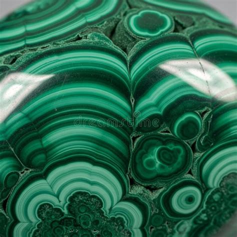 Close Up Of A Malachite Mineral Showcasing Its Distinctive Banded