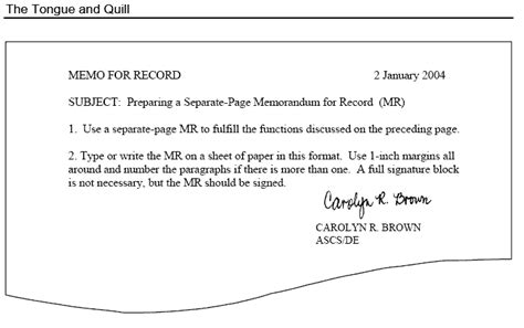 Memo For Record