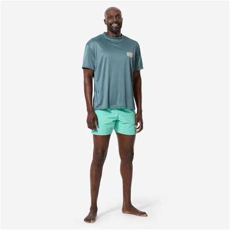 Mens Short Sleeve Anti Uv Surf T Shirt Loose Fit Green