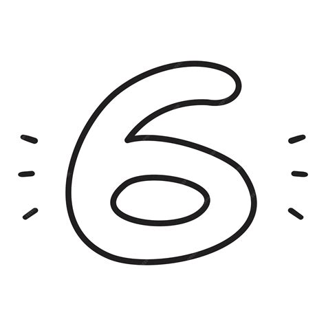 Premium Vector Number Six Outline Vector Design Hand Drawn