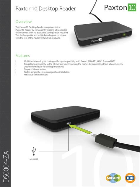Paxton10 Desktop Reader Tds 0004 Za Pdf Computer Engineering