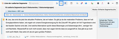 Die „liste Der Codierten Segmente“ Maxqda