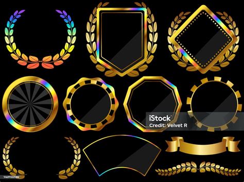 Set Of 9 Rainbow Emblems Stock Illustration Download Image Now