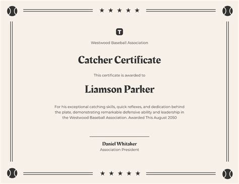 Free Baseball Greatest Catcher Certificate Template To Edit Online