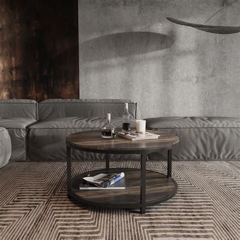 17 Stories Garnicki Floor Shelf Coffee Table With Storage Espresso