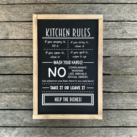 Framed Wooden Signs Farmhouse Kitchen Sign Kitchen Rules Rustic