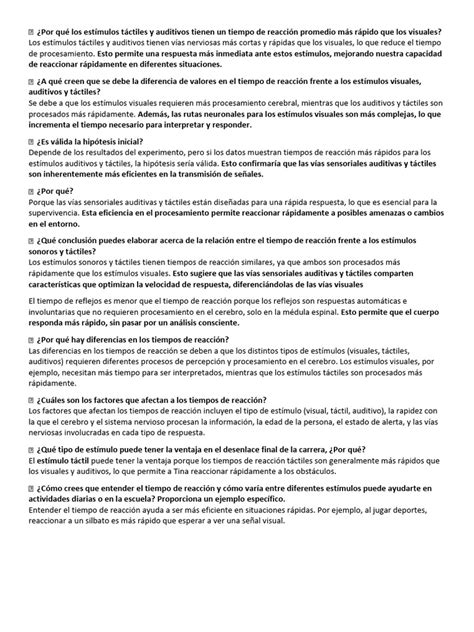 Por Qué Los Estímulos Táctiles Y Auditivos Tienen Un Tiempo De Reacción Promedio Más Rápido Que