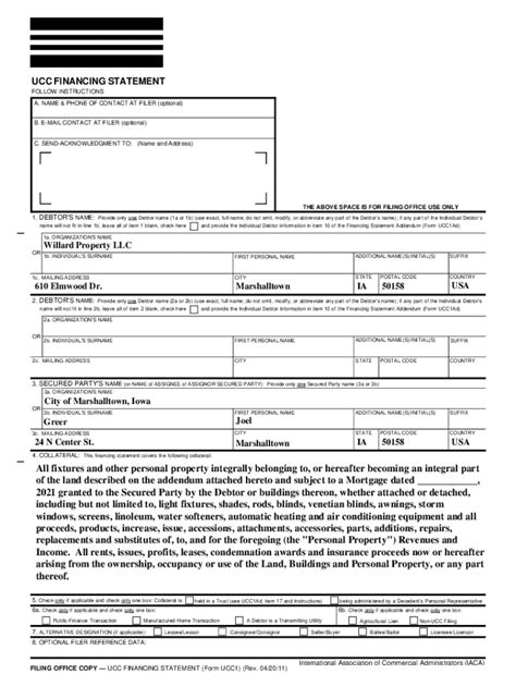 Fillable Online Ucc Financing Statement Fax Email Print Pdffiller