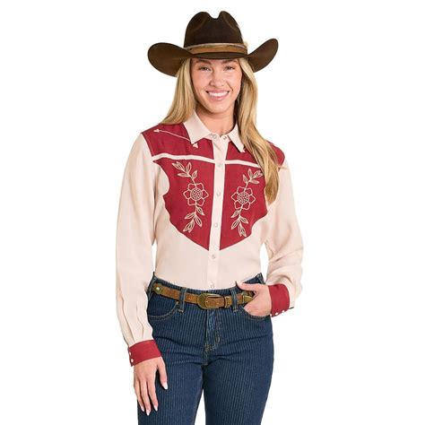 Panhandle Womens Embroidered Challis Floral Shirt