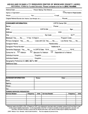 Adrc Referral Form For Funded Services Blank Fillable Template Fill