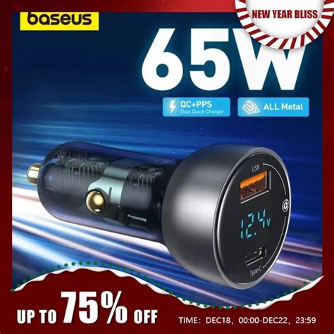 Baseus Pps 차량용 충전기 Usb C타입 듀얼 포트 Pd Qc 고속 충전 노트북용 반투명 차량용 휴대폰 충전기 아이폰용 65w